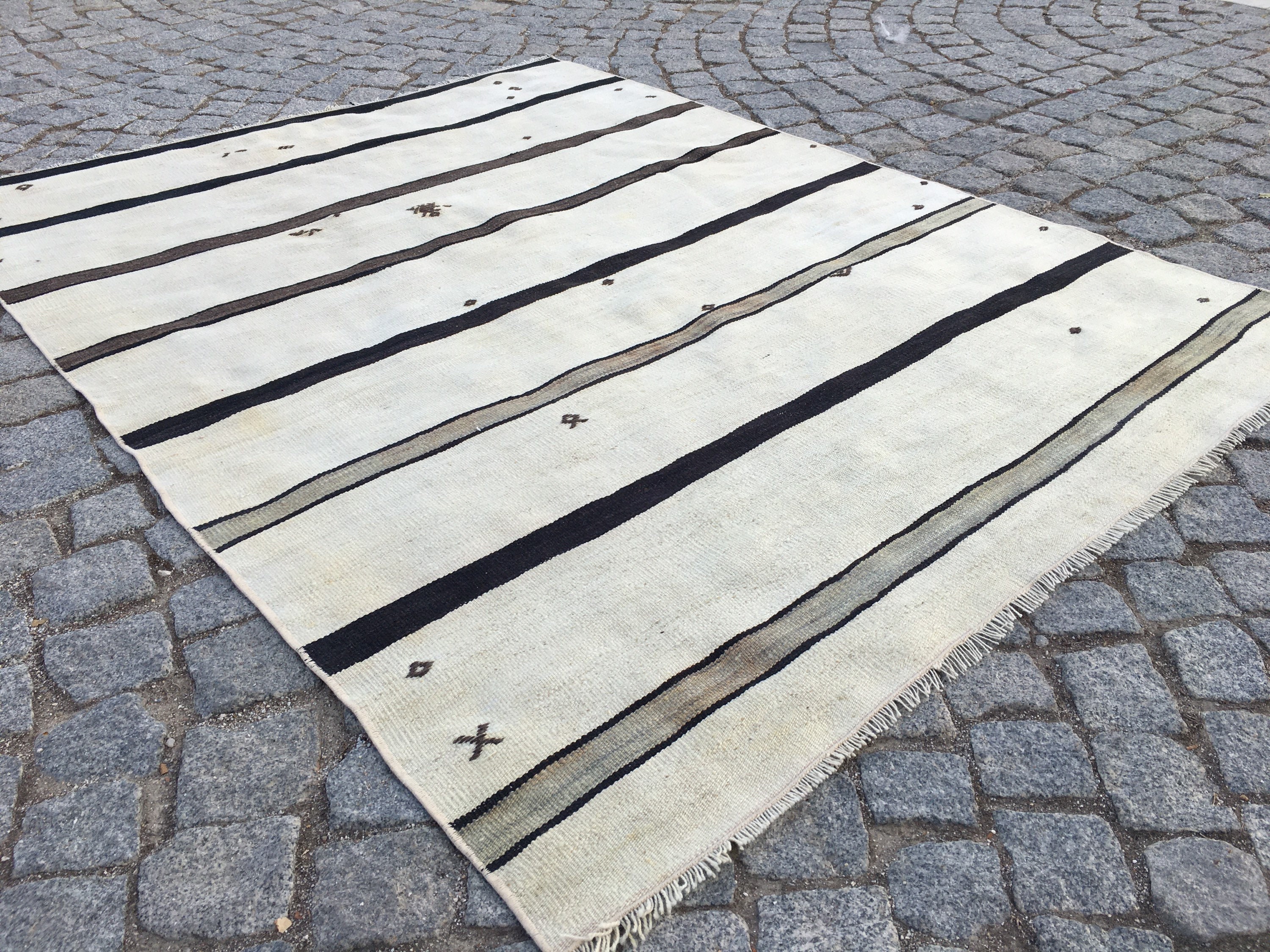 Vintage Striped Area Rug Farmhouse Area Rug Handmade Area | Etsy