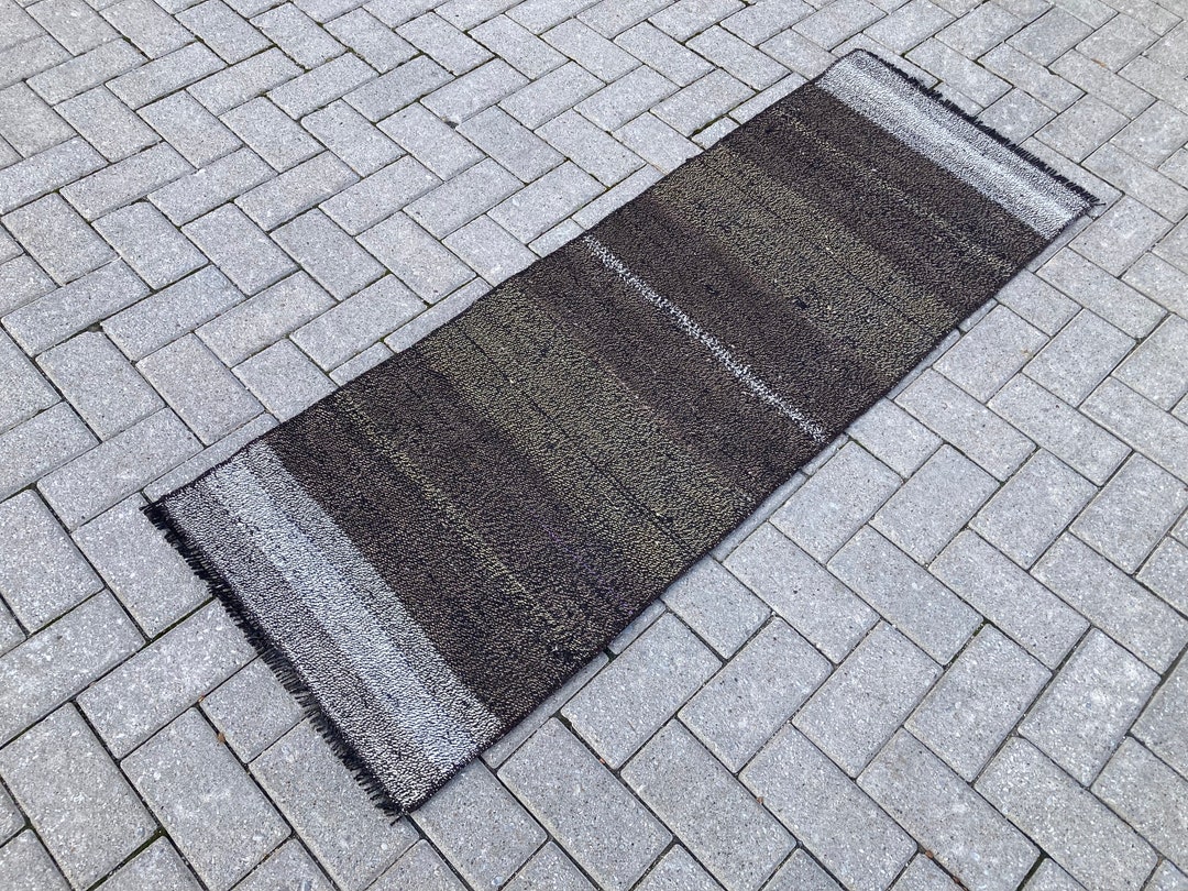MCM Striped Goat Hair Runner Rug: Turkish Kilim (2x5 Ft) - Etsy