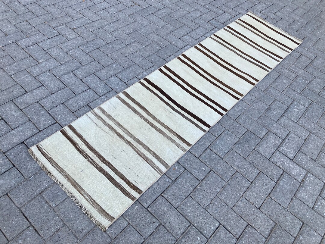 Brown Runner Rug , Striped Runner Rug , Natural Runner Rug , Hallway ...