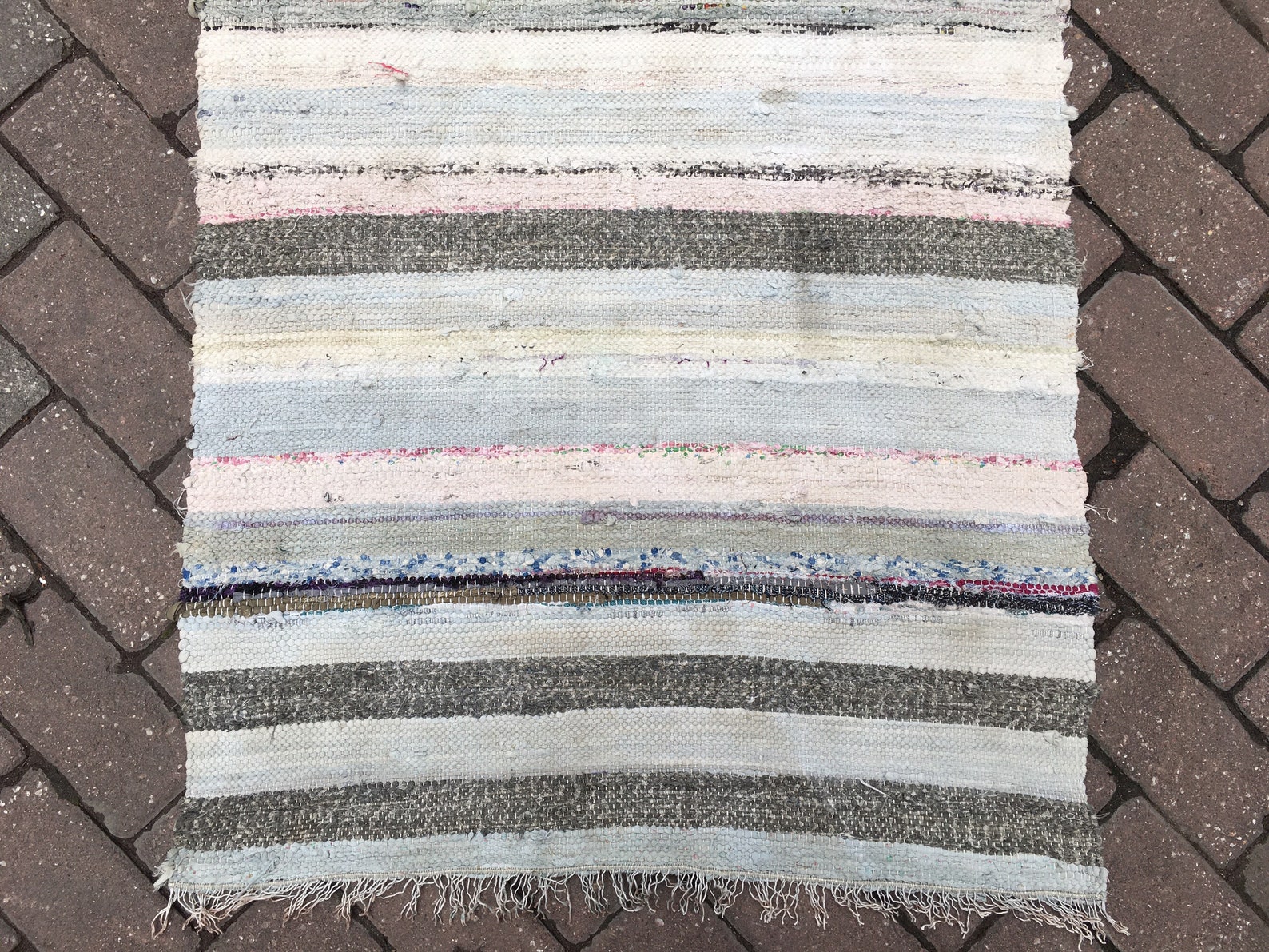 Striped rag runner rug Vintage runner rug Hallway runner | Etsy