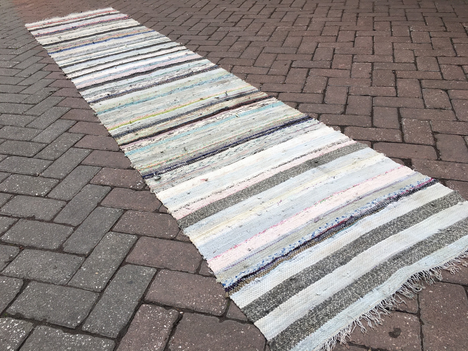 Striped rag runner rug Vintage runner rug Hallway runner | Etsy
