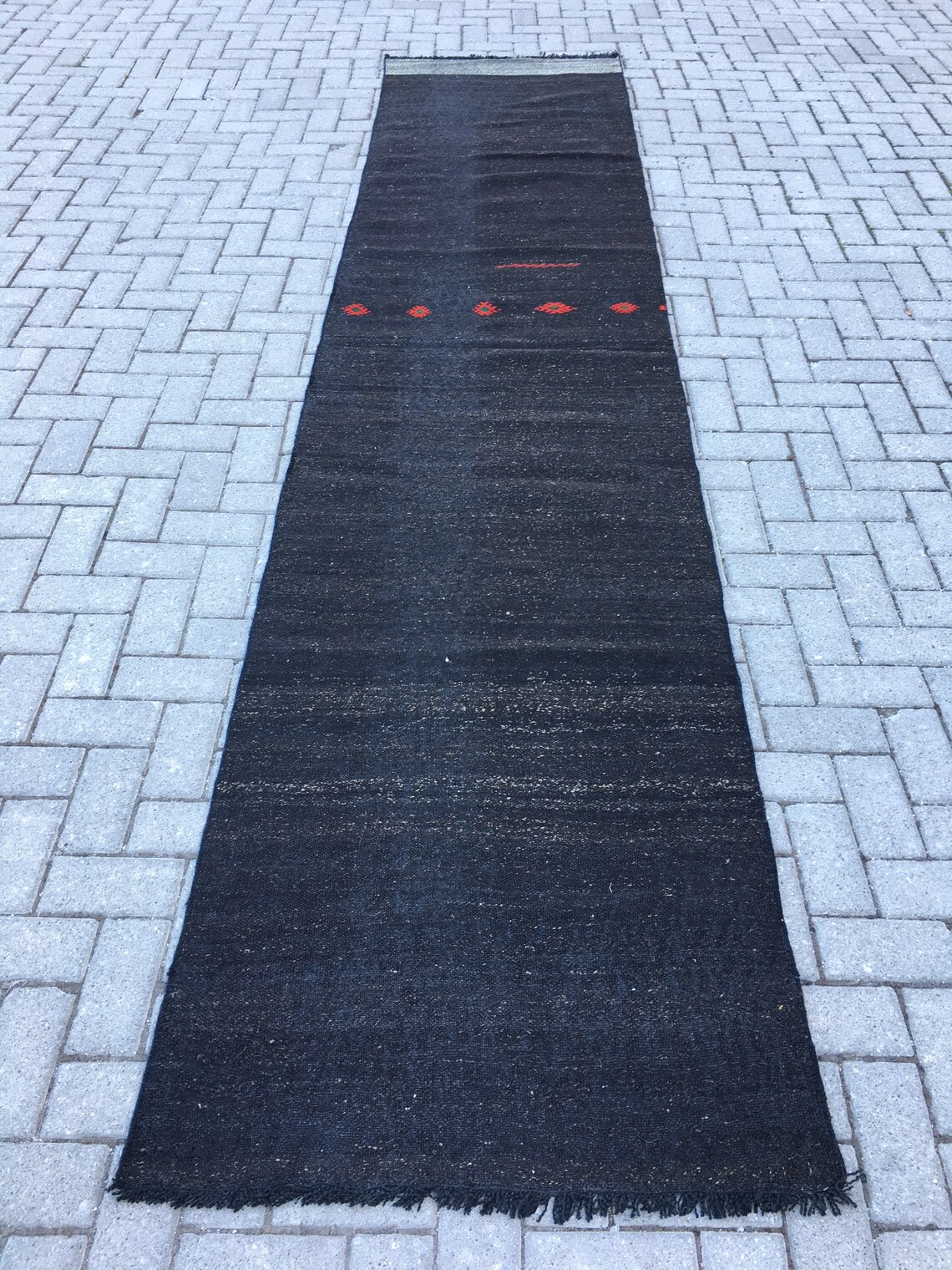 Black runner rug Organic goat hair runner rug Handmade | Etsy