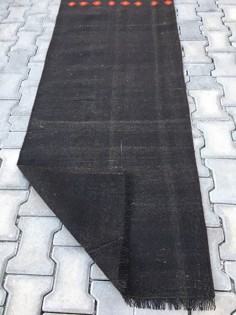 Black Runner Rug Organic goat Hair Runner Rug Handmade - Etsy