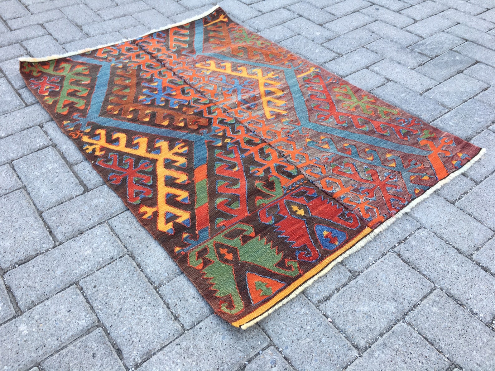 Eclectic small rug Colorful small rug Vintage small rug | Etsy