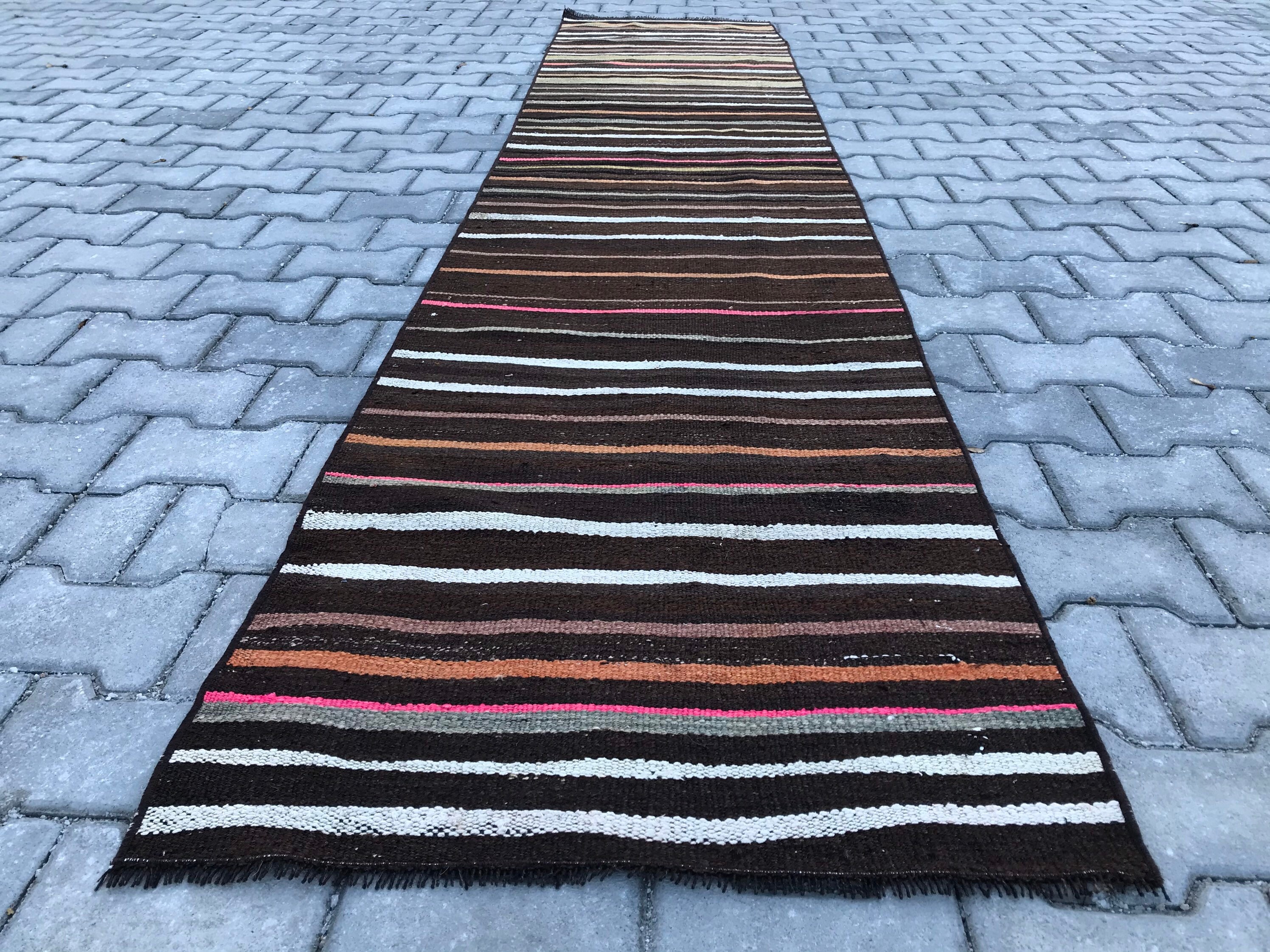 Vintage striped runner rug Multicolor runner rug Handmade | Etsy