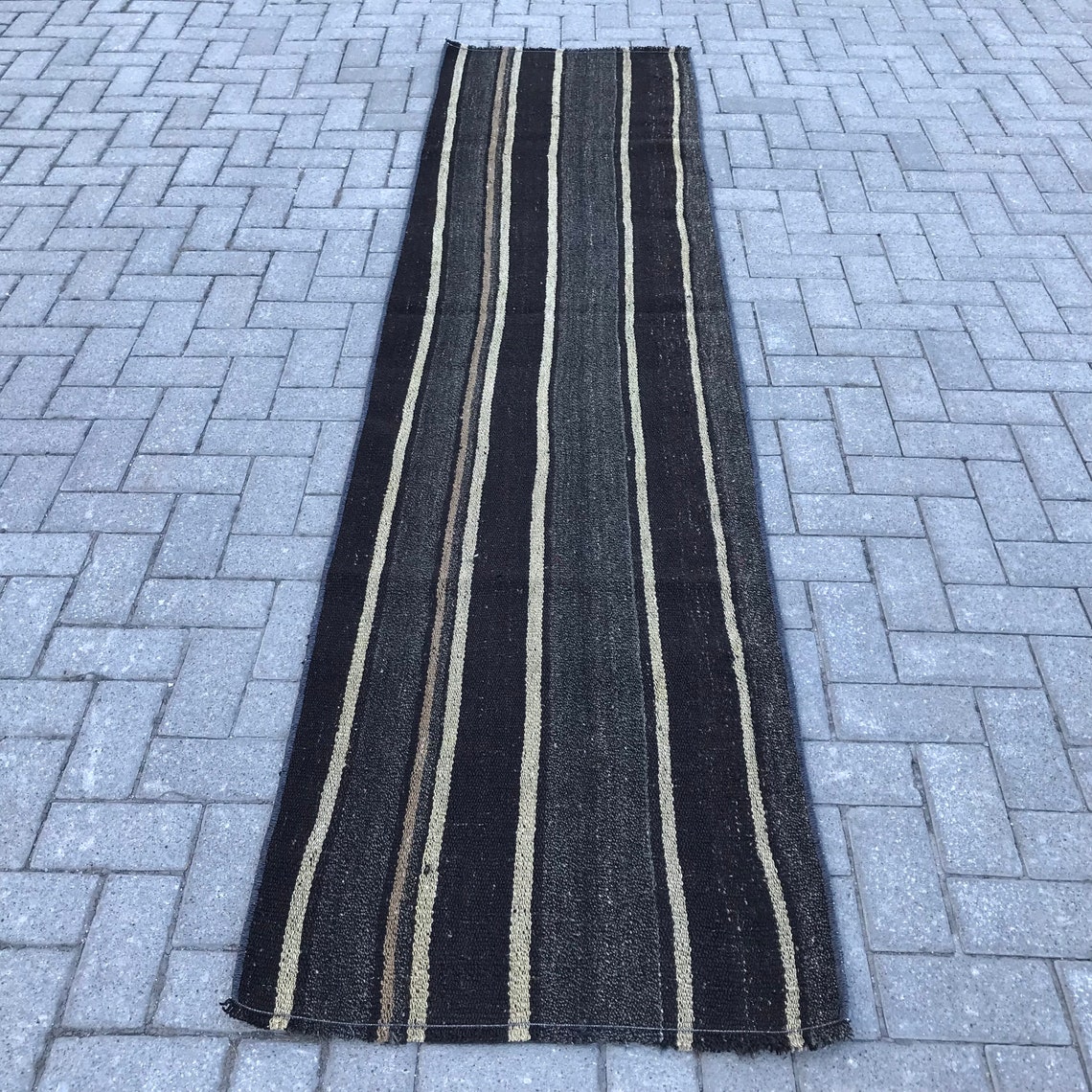 Black Runner Rug Organic goat Hair Runner Rug Minimalist - Etsy
