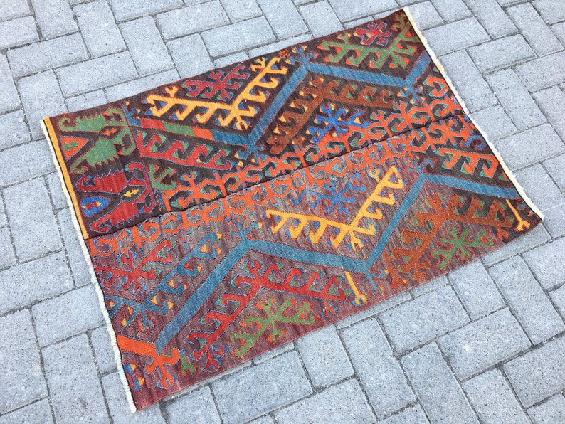 Eclectic small rug Colorful small rug Vintage small rug | Etsy