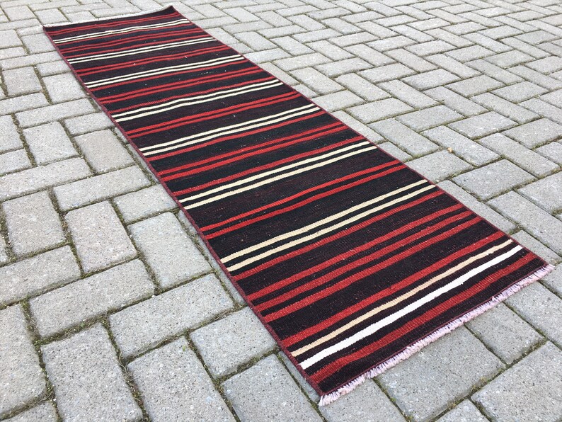 Striped Short Runner Rug Handmade Runner Rug Kitchen - Etsy