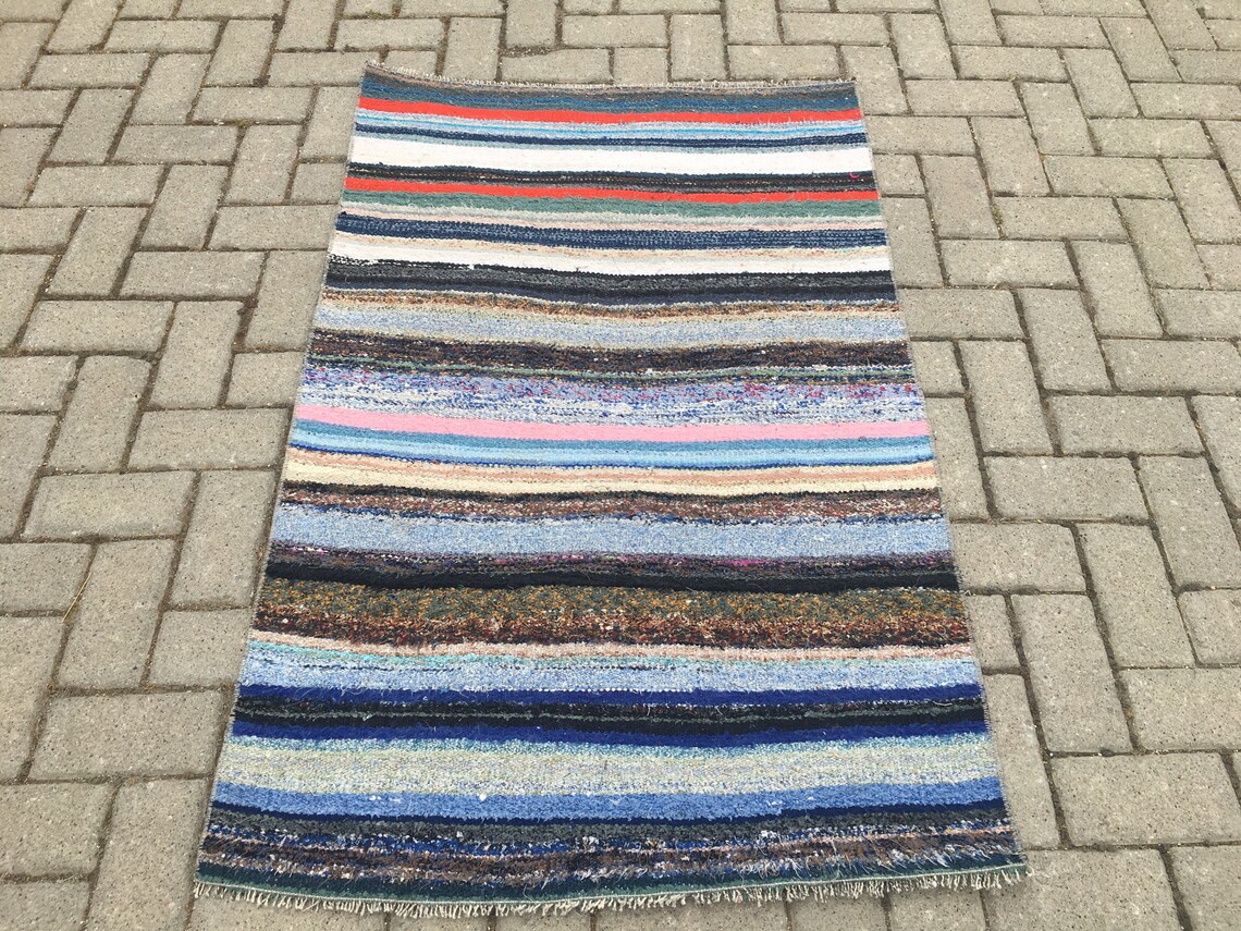 Multicolor Striped Small Rug Rag Door Mat Rug Small Rag | Etsy