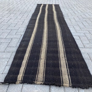 Black Runner Rug , Mid Century Modern Runner Rug , Organic goat Hair ...