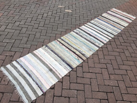 Striped Rag Runner Rug Vintage Runner Rug Hallway Runner | Etsy