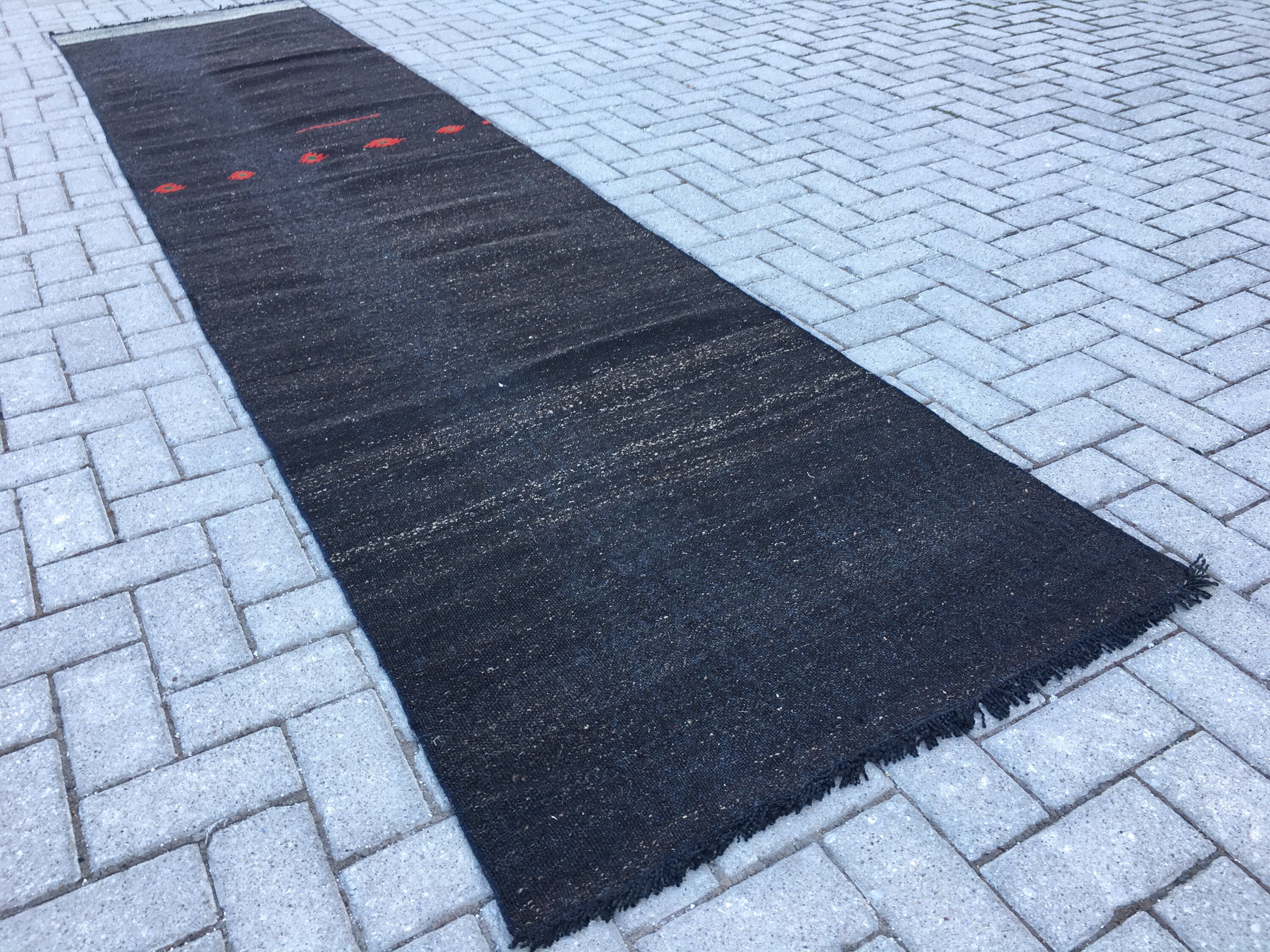 Black runner rug Organic goat hair runner rug Handmade | Etsy