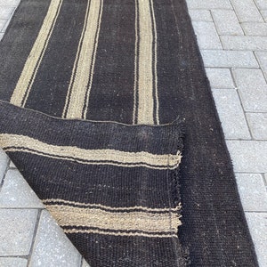 Black Runner Rug , Mid Century Modern Runner Rug , Organic goat Hair ...
