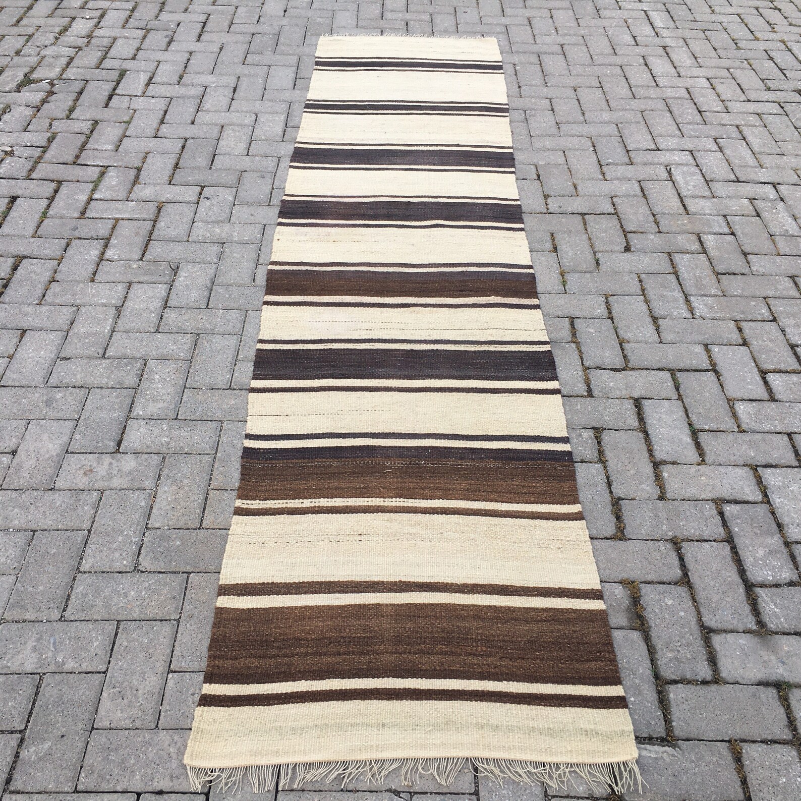 Farmhouse runner rug Striped runner rug Natural runner rug | Etsy