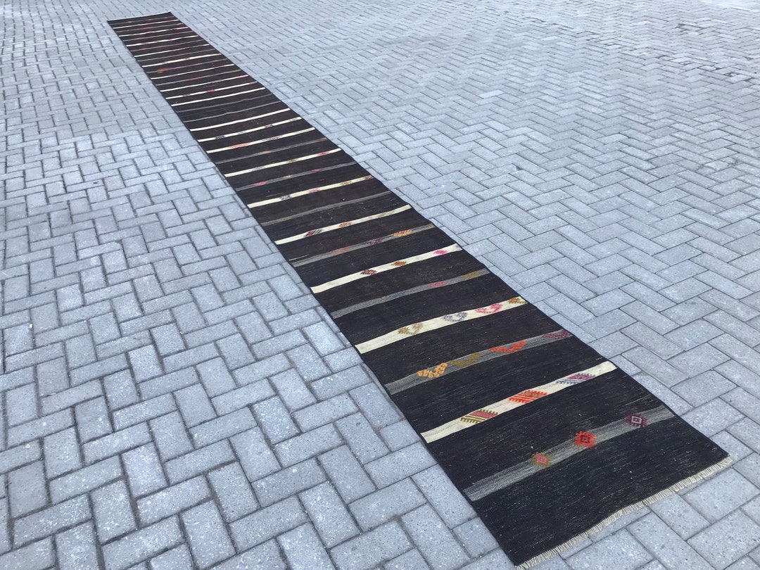 Extra Long Runner Rug , Flat Weave Runner Rug , Black Runner Rug ...