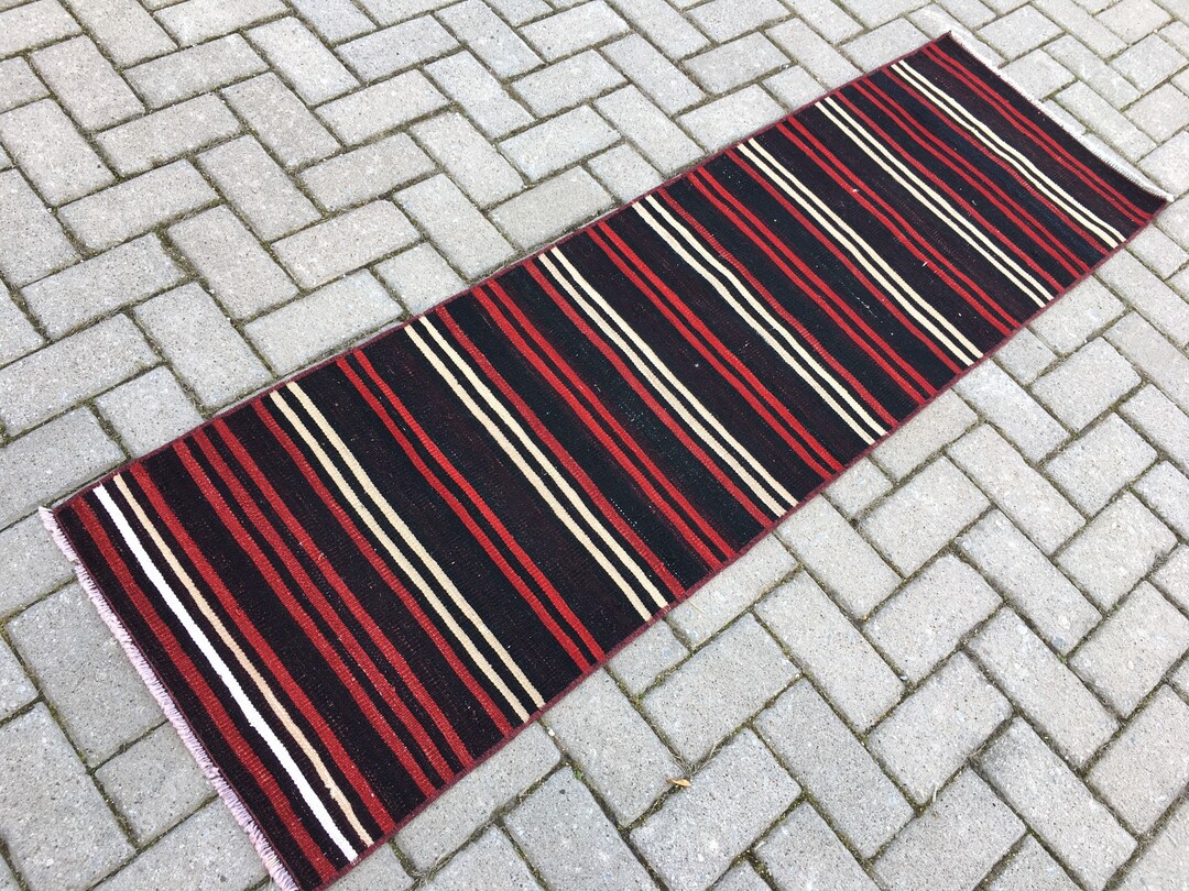 Striped Short Runner Rug Handmade Runner Rug Kitchen - Etsy