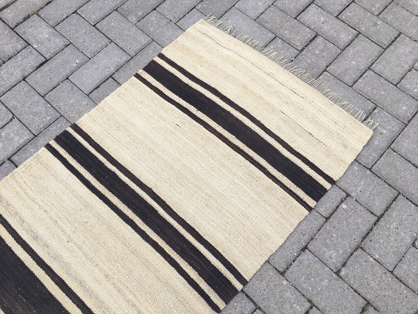 Farmhouse runner rug Striped runner rug Natural runner rug | Etsy