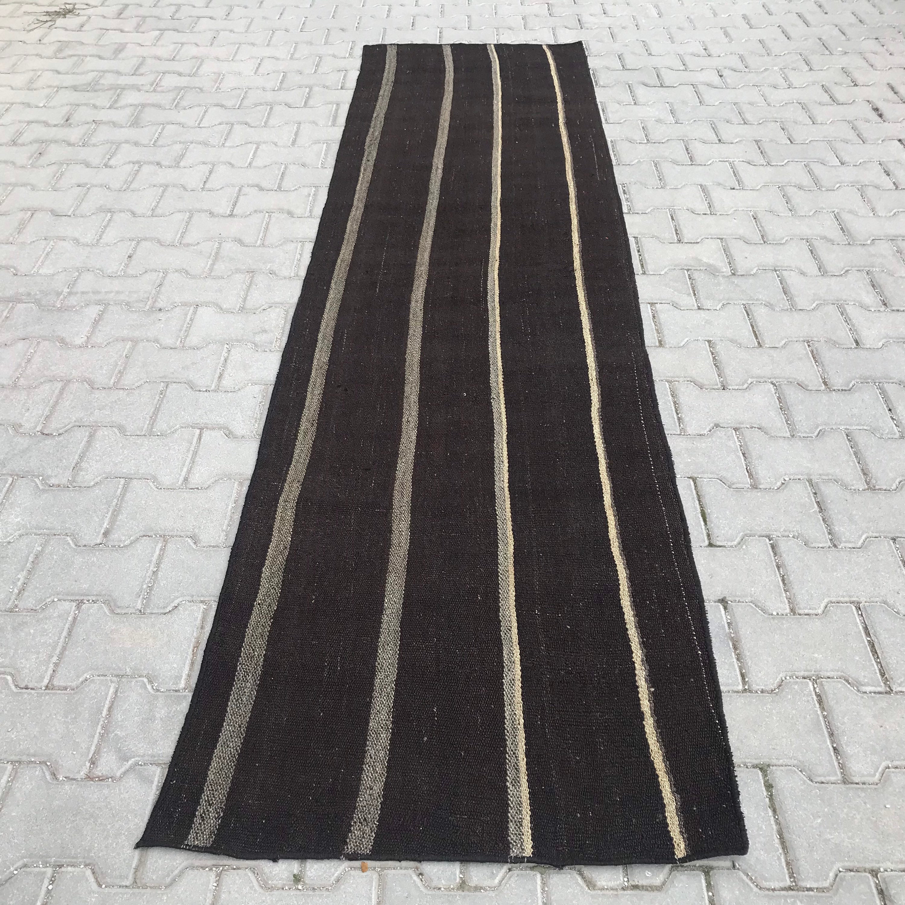 Black Runner Rug Organic goat Hair Runner Rug Minimalist | Etsy