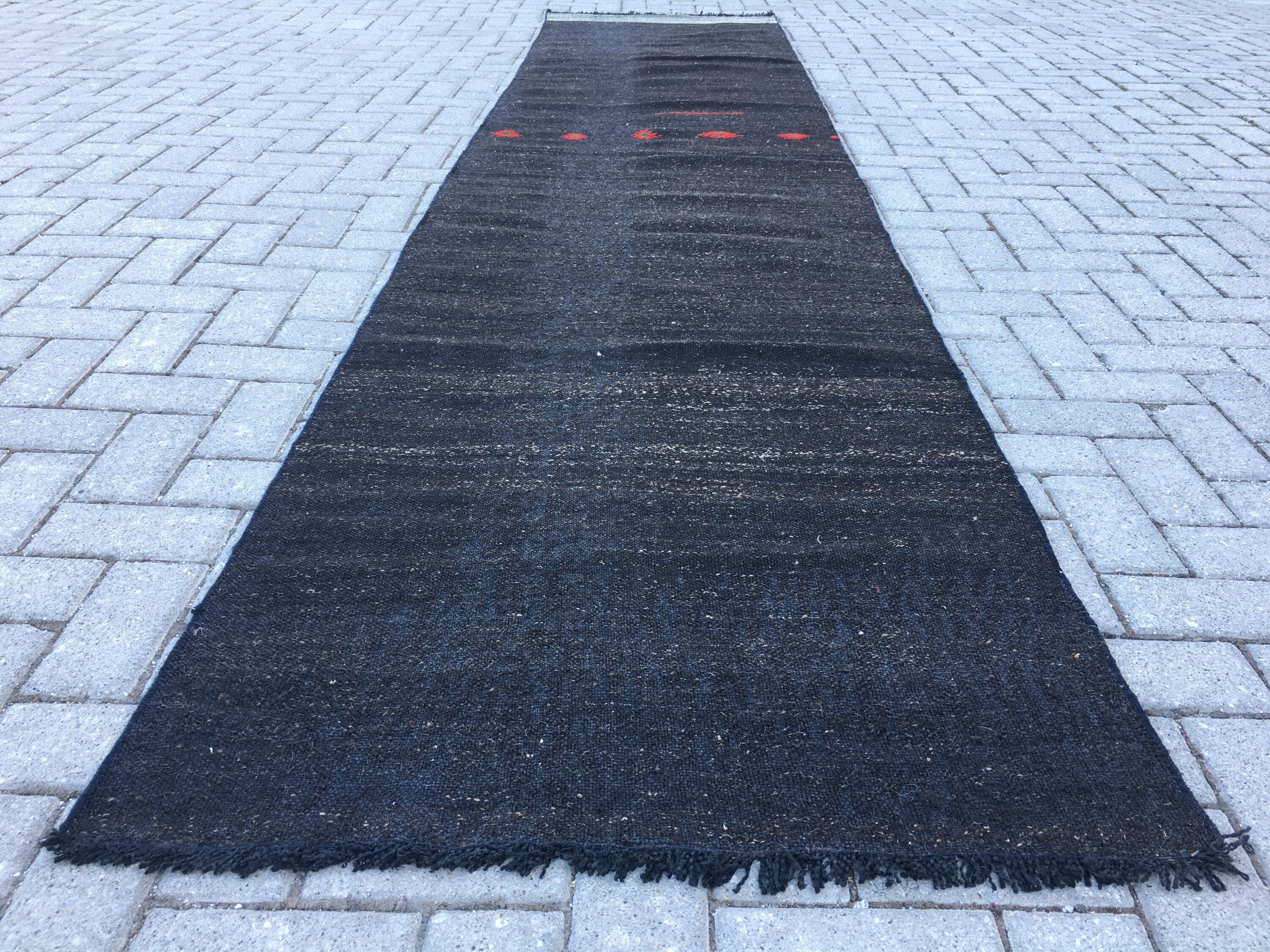 Black runner rug Organic goat hair runner rug Handmade | Etsy