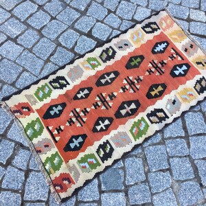 Vintage Small Kilim Rug , Bohemian Small Rug , Door Mat Rug , Colorful ...