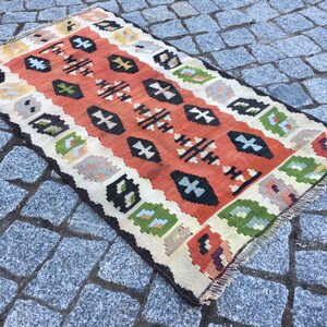 Vintage Small Kilim Rug , Bohemian Small Rug , Door Mat Rug , Colorful ...
