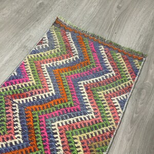 Colorful Small Embroidered Rug , Small Kilim Rug , Bohemian Small Rug ...