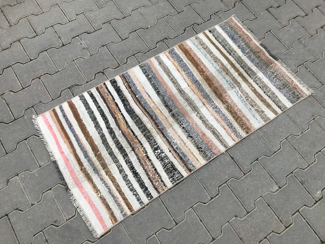 Small Rag Rug , Rainbow Small Rug , Handmade Small Rug , Scandinavian ...