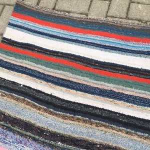 Multicolor Striped Small Rug , Rag Door Mat Rug , Small Rag Rug ...