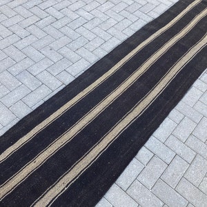 Black Runner Rug , Mid Century Modern Runner Rug , Organic goat Hair ...