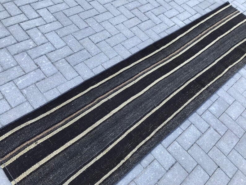 Black Runner Rug Organic goat Hair Runner Rug Minimalist - Etsy