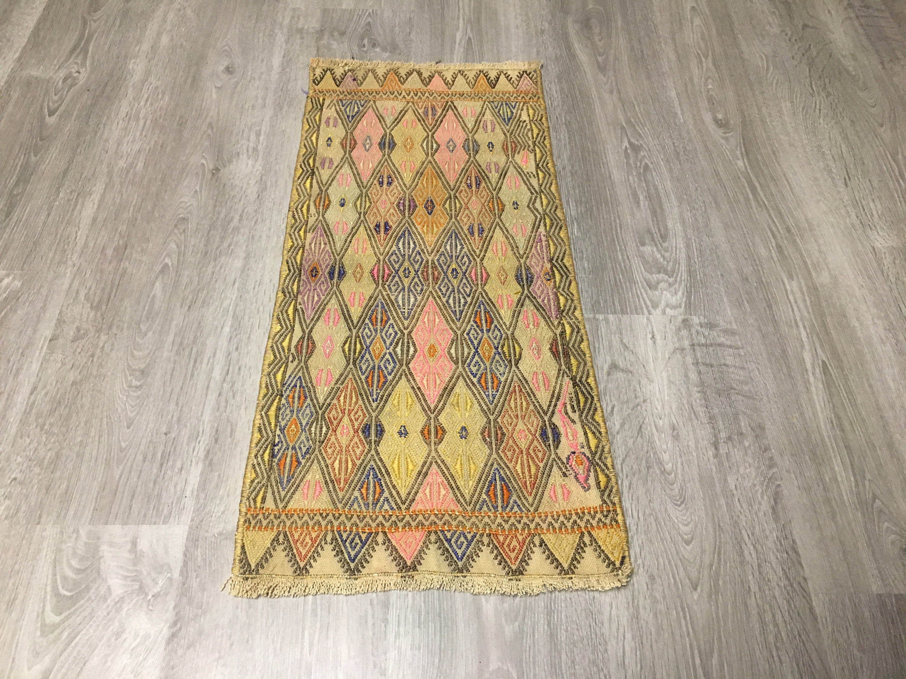 Colorful Small Rug Bohemian Small Rug Embroidered Kilim | Etsy