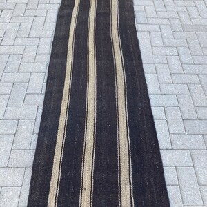 Black Runner Rug , Mid Century Modern Runner Rug , Organic goat Hair ...
