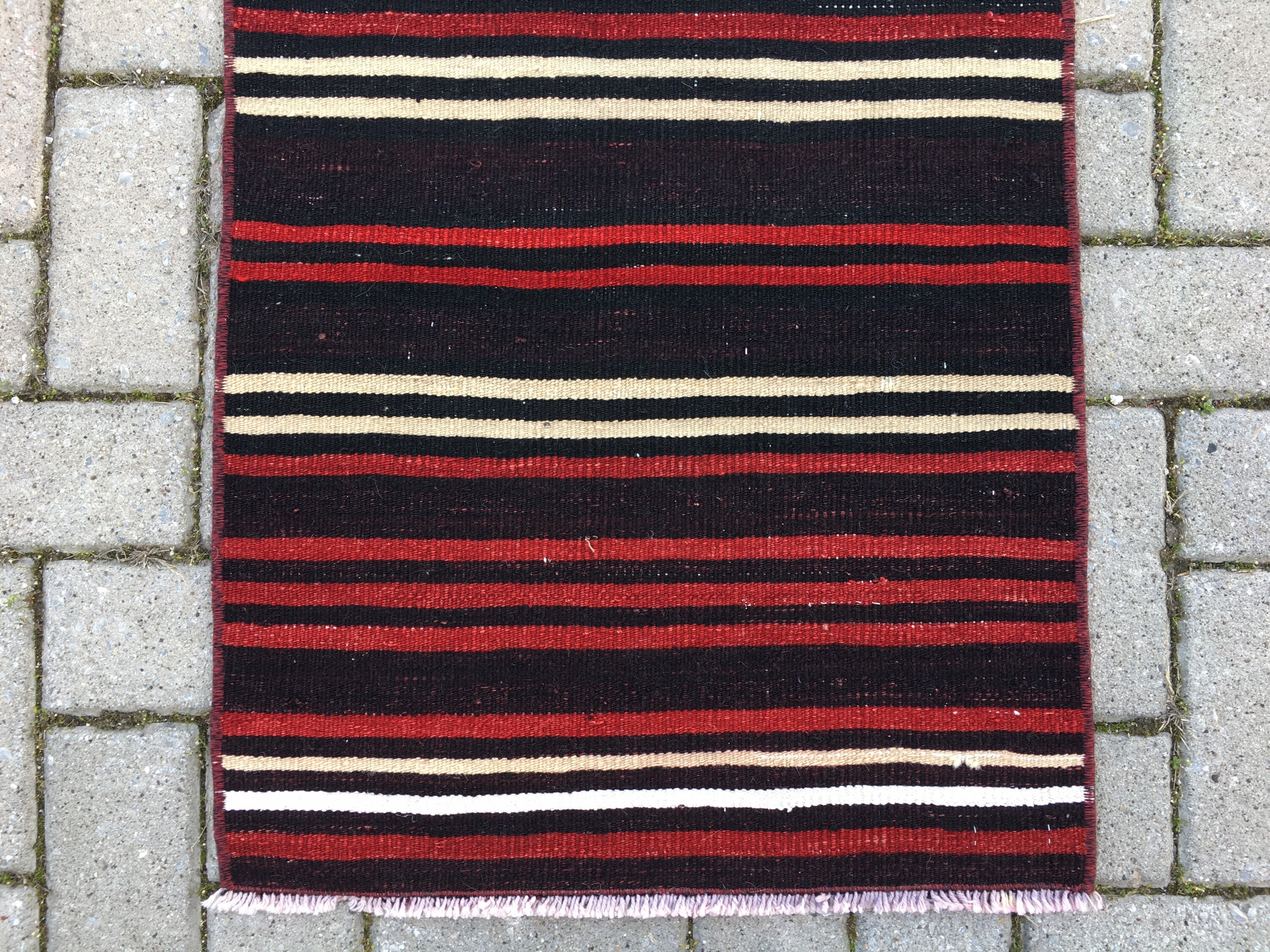 Striped short runner rug Handmade runner rug Kitchen | Etsy