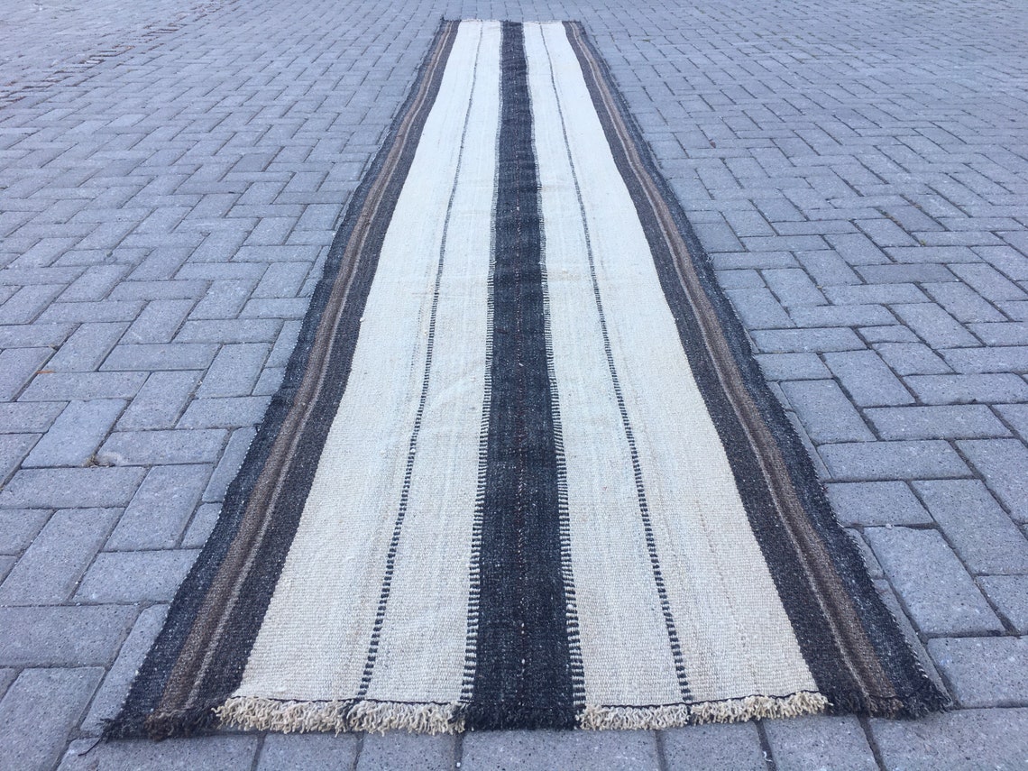 Long striped runner rug Farmhouse runner rug Kilim runner | Etsy