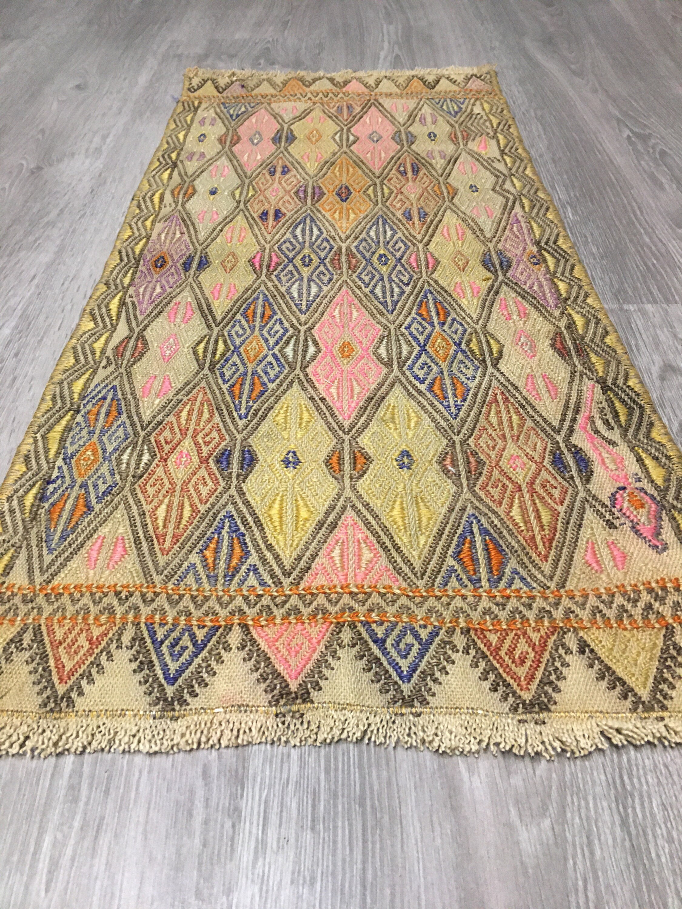 Colorful Small Rug Bohemian Small Rug Embroidered Kilim | Etsy