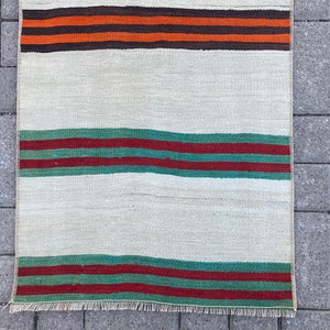 Striped Small Rug, Small Kilim Rug, Door Mat Rug, Minimalist Small Rug ...