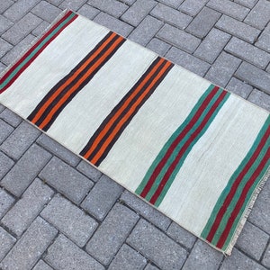 Striped Small Rug, Small Kilim Rug, Door Mat Rug, Minimalist Small Rug ...