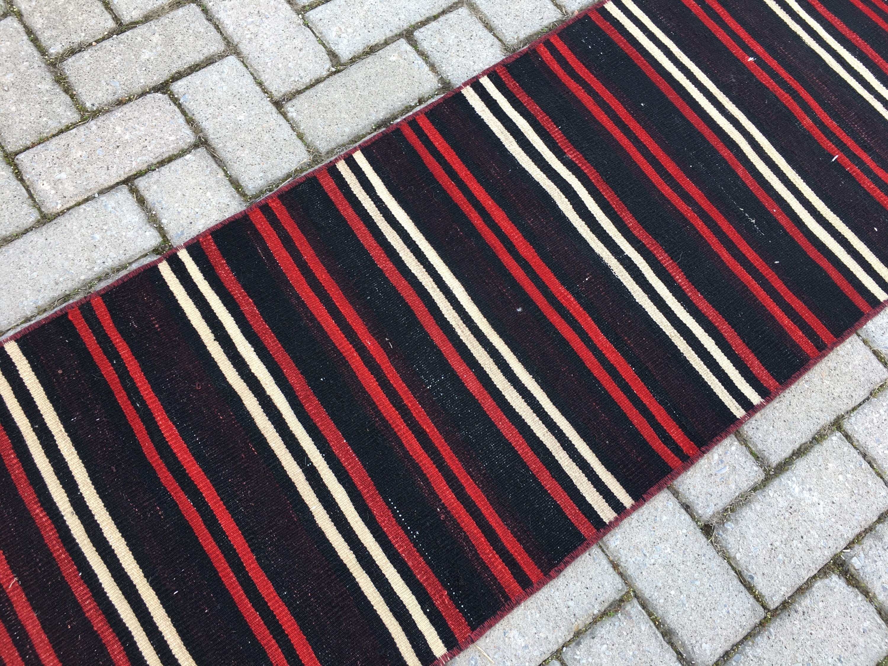 Striped short runner rug Handmade runner rug Kitchen | Etsy