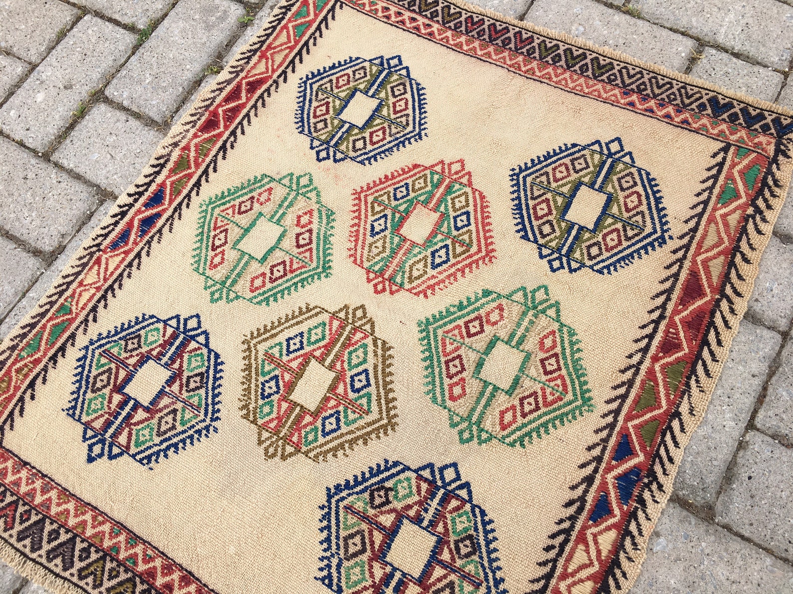 Vintage Embroidered Small Kilim Rug Bohemian Small Rug | Etsy