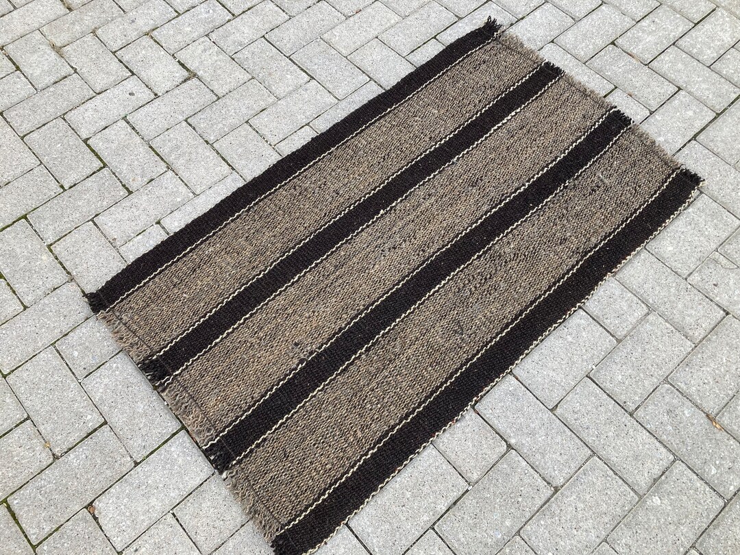Small Striped Rug , Door Mat Rug , Handmade Small Rug , Minimalist ...
