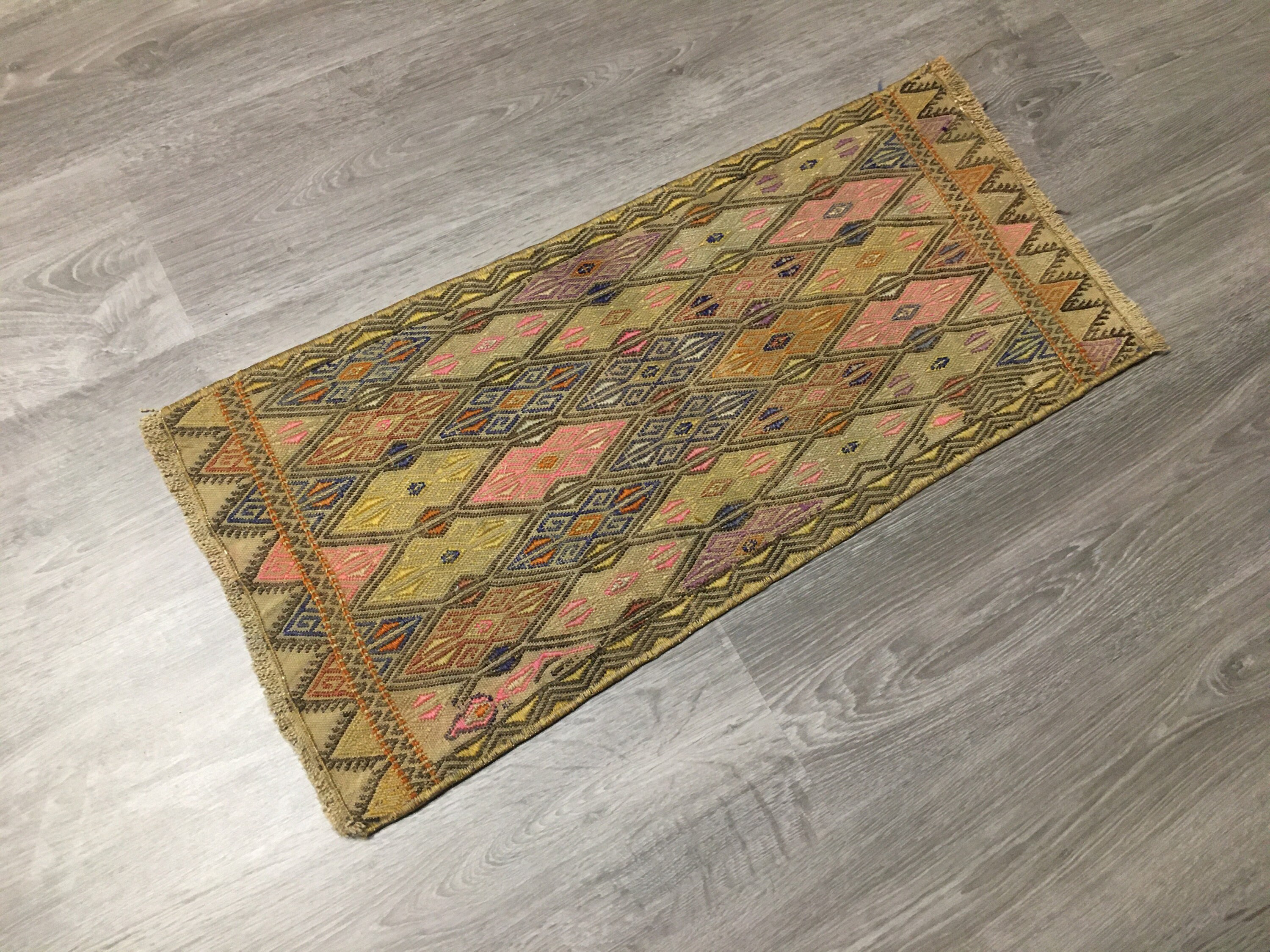 Colorful Small Rug Bohemian Small Rug Embroidered Kilim | Etsy