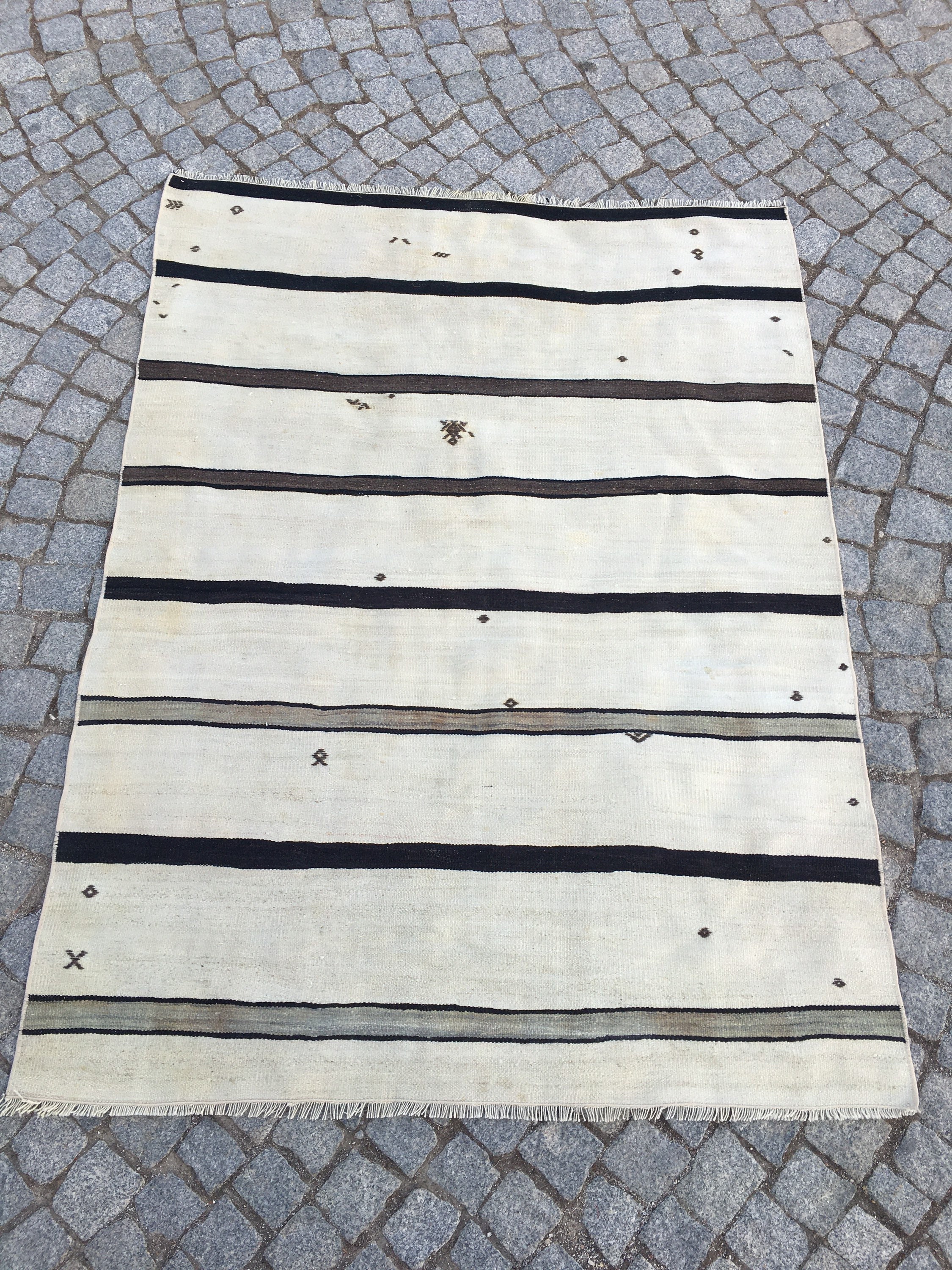 Vintage Striped Area Rug Farmhouse Area Rug Handmade Area | Etsy