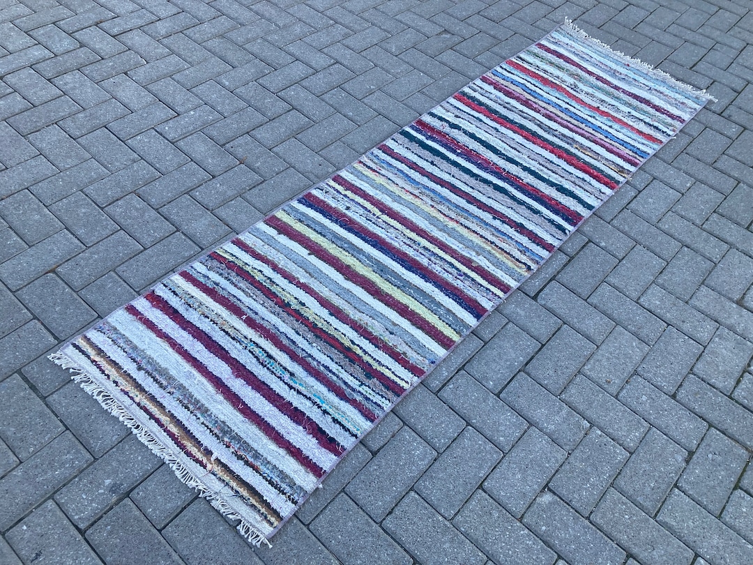 Scandinavian Flatweave Rag Runner Rug, Hand Loom Rag Rug Runner ...