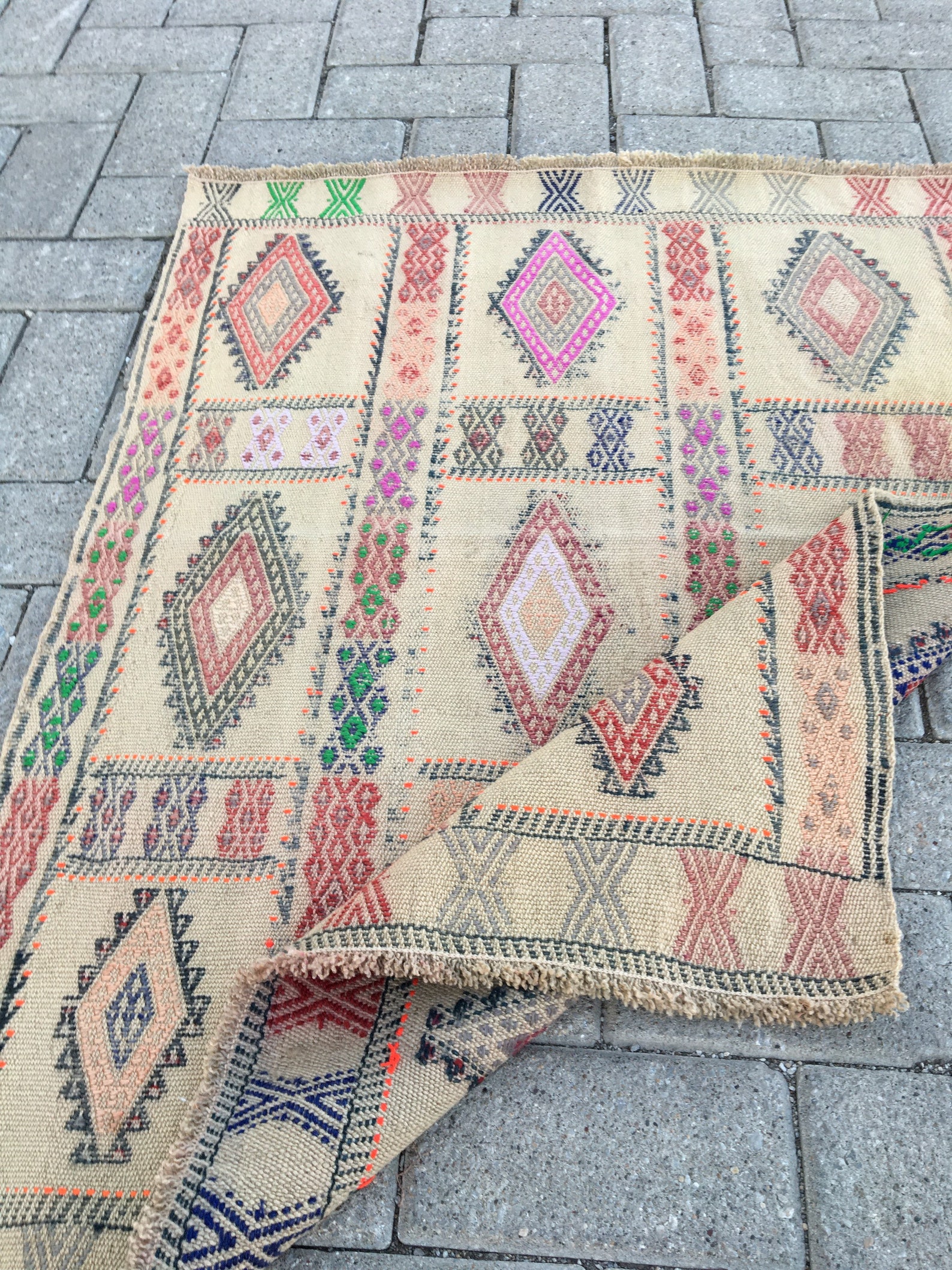 Vintage Embroidered Small Kilim Rug Bohemian Small Rug - Etsy