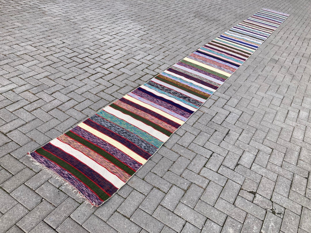Extra Long Runner Rug, Stair Runner Rug, Swedish Rag Rug Runner, Cotton ...