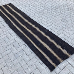 Black Runner Rug , Mid Century Modern Runner Rug , Organic goat Hair ...