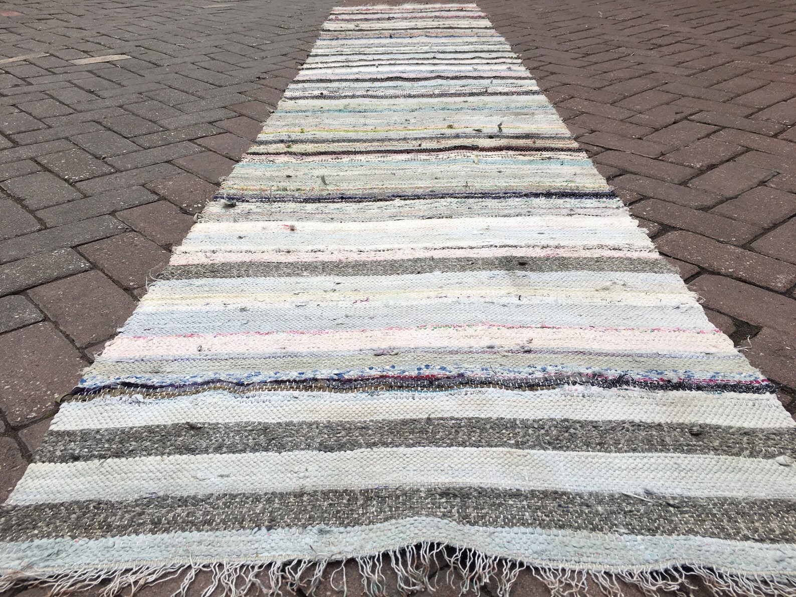 Striped rag runner rug Vintage runner rug Hallway runner | Etsy