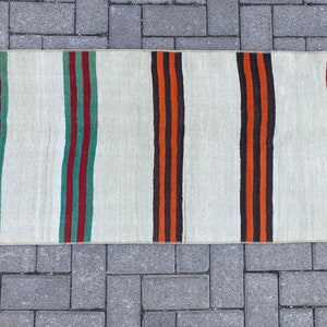 Striped Small Rug, Small Kilim Rug, Door Mat Rug, Minimalist Small Rug ...