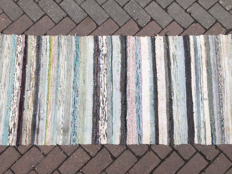 Striped Rag Runner Rug Vintage Runner Rug Hallway Runner - Etsy