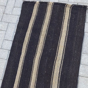 Black Runner Rug , Mid Century Modern Runner Rug , Organic goat Hair ...